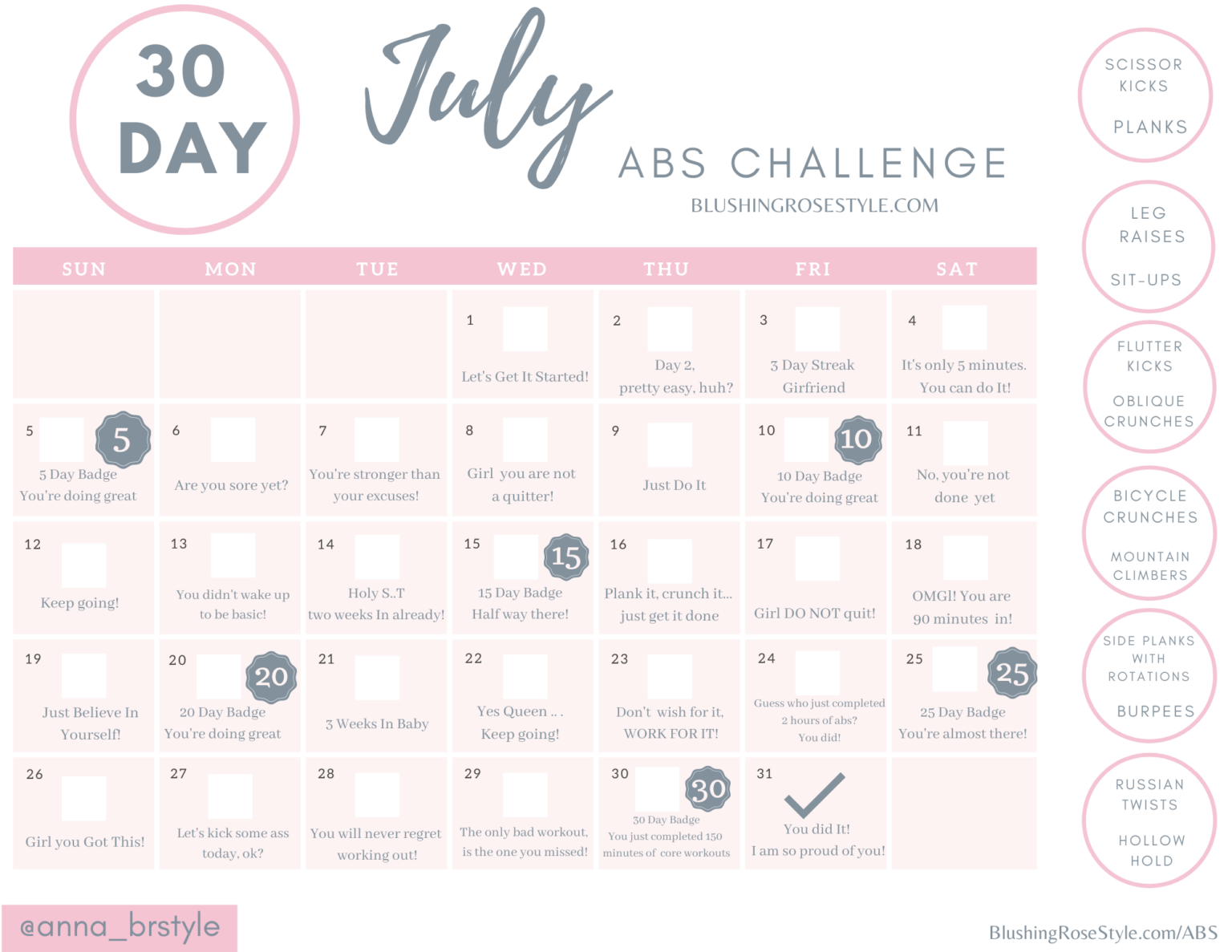 July Abs Challenge - Blushing Rose Style Blog