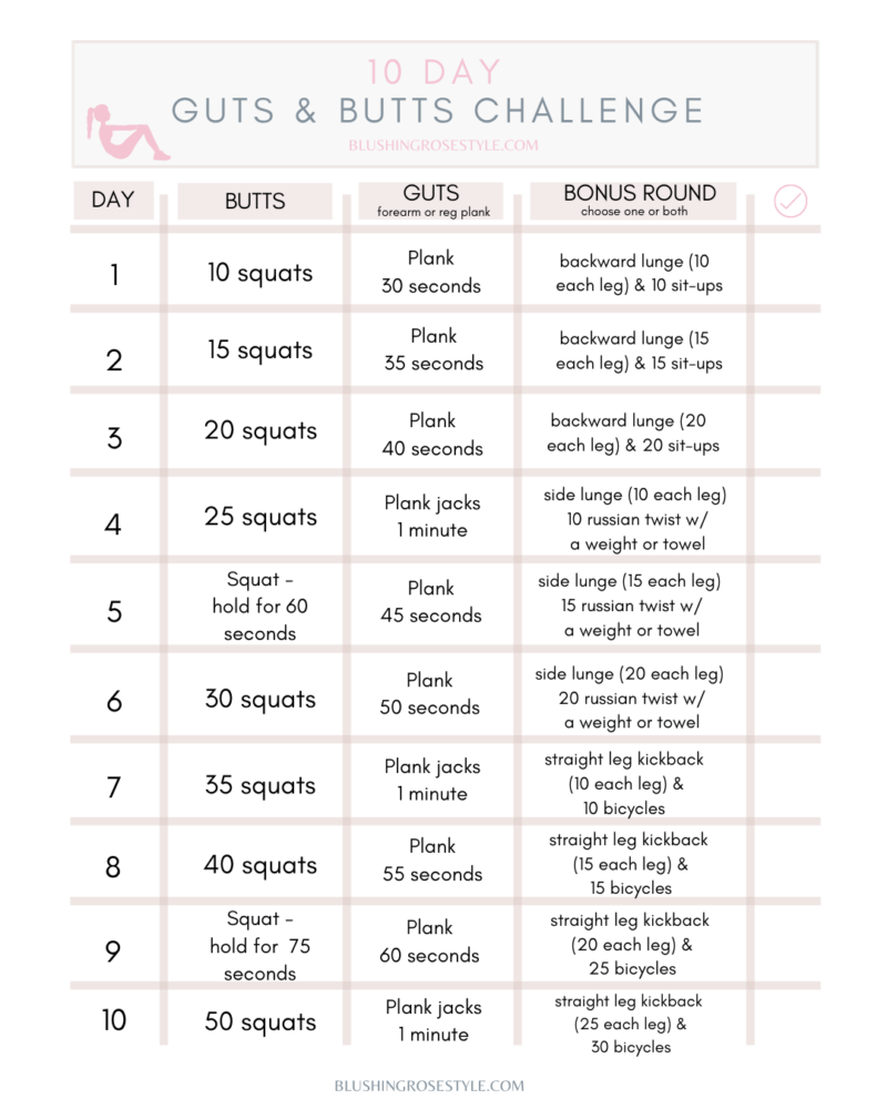 September Butts And Guts Challenge - Blushing Rose Style Blog
