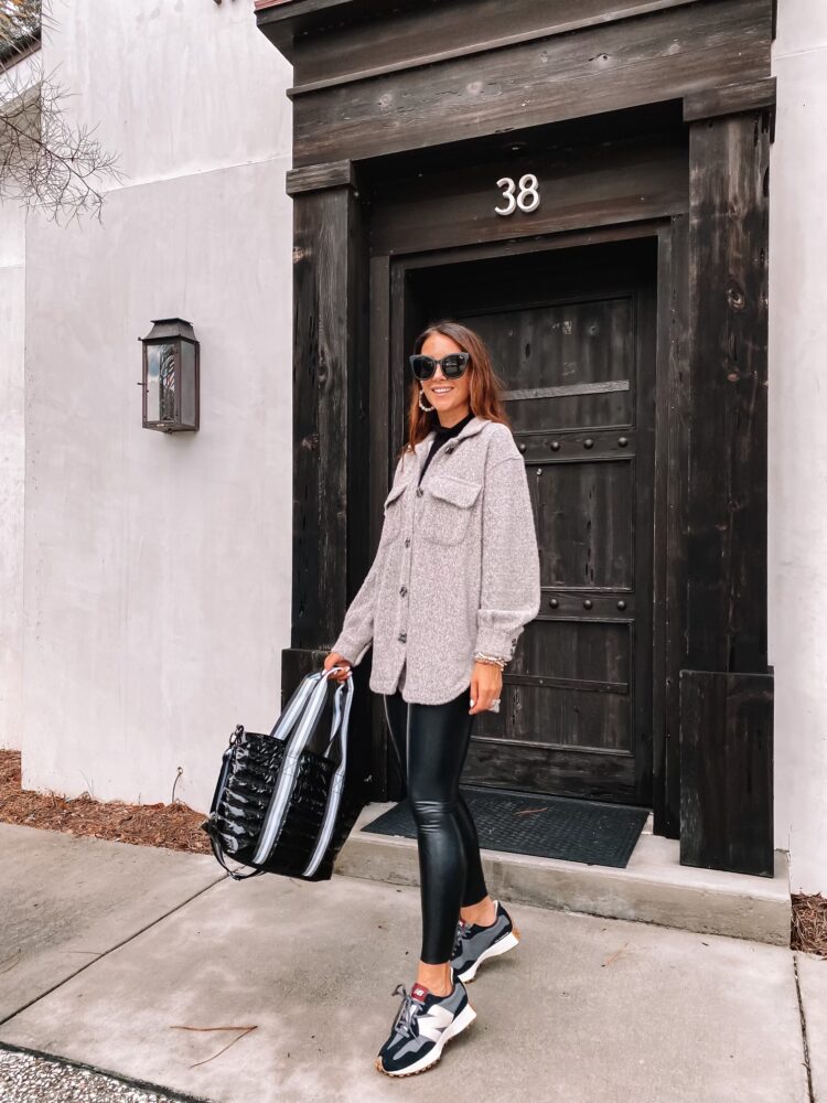 Fall Outfit Ideas with Commando Faux Leather Leggings - Blushing Rose ...