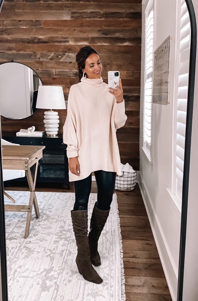 Fall Outfit Ideas with Commando Faux Leather Leggings - Blushing Rose ...